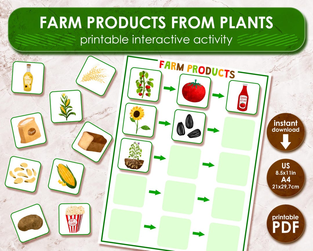 Farm Products From Plants | Printable Homeschool | Preschool Activity ...