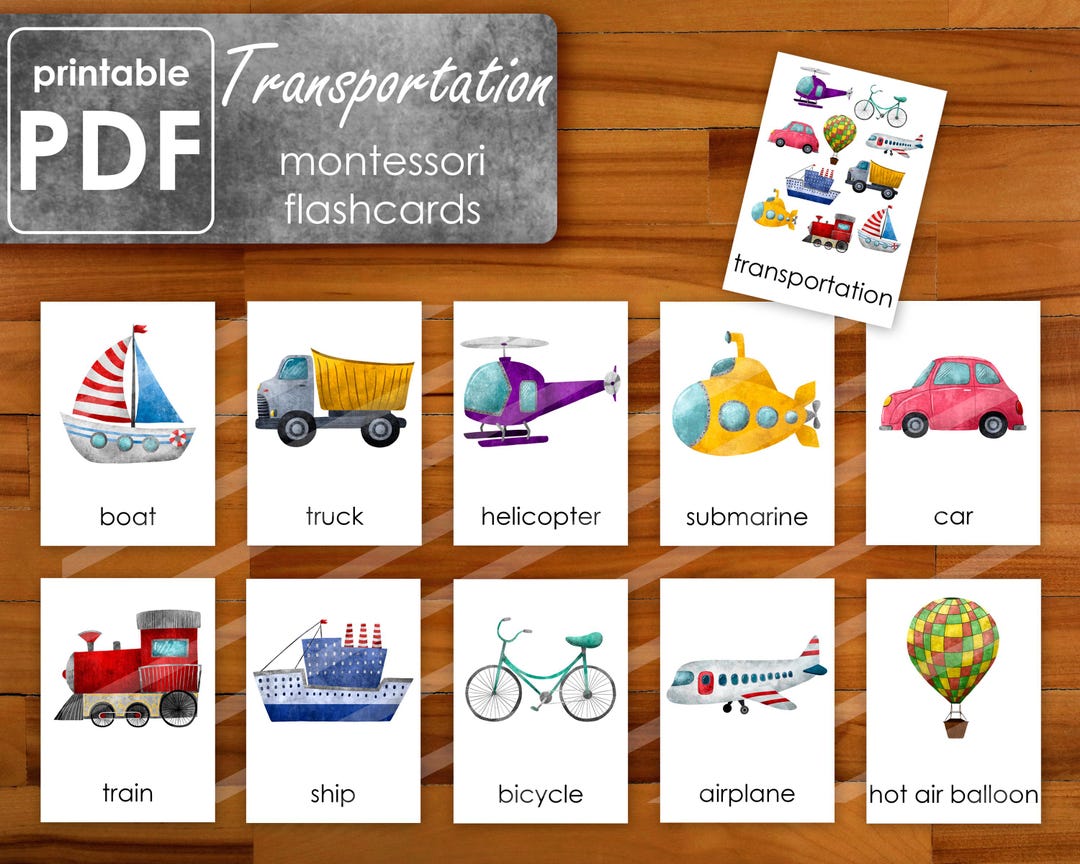 Transportation Flashcards Montessori Nomenclature Cards Three Part ...