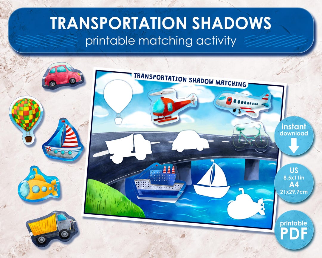 Land Air Water Transportation Sorting | Transportation Shadow Matching ...