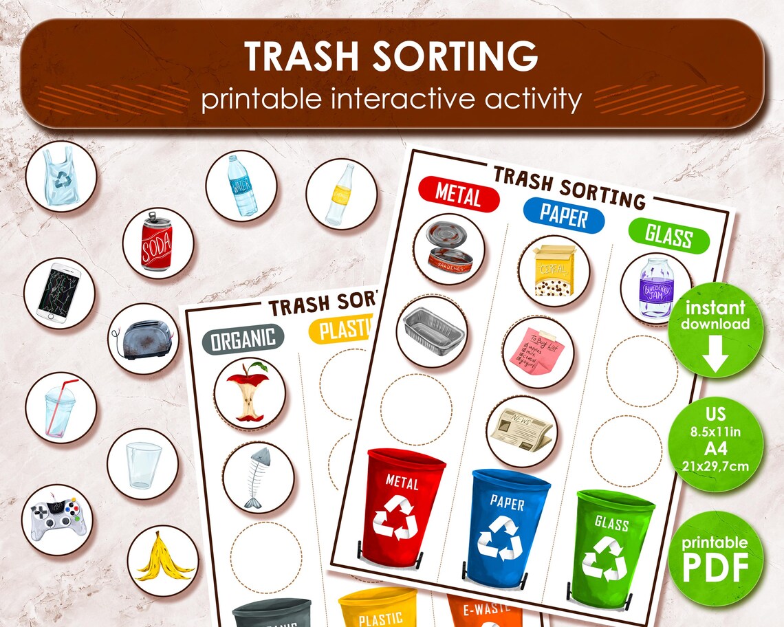 Trash Sorting Printable Worksheet Green Day Reduce Reuse Recycle ...