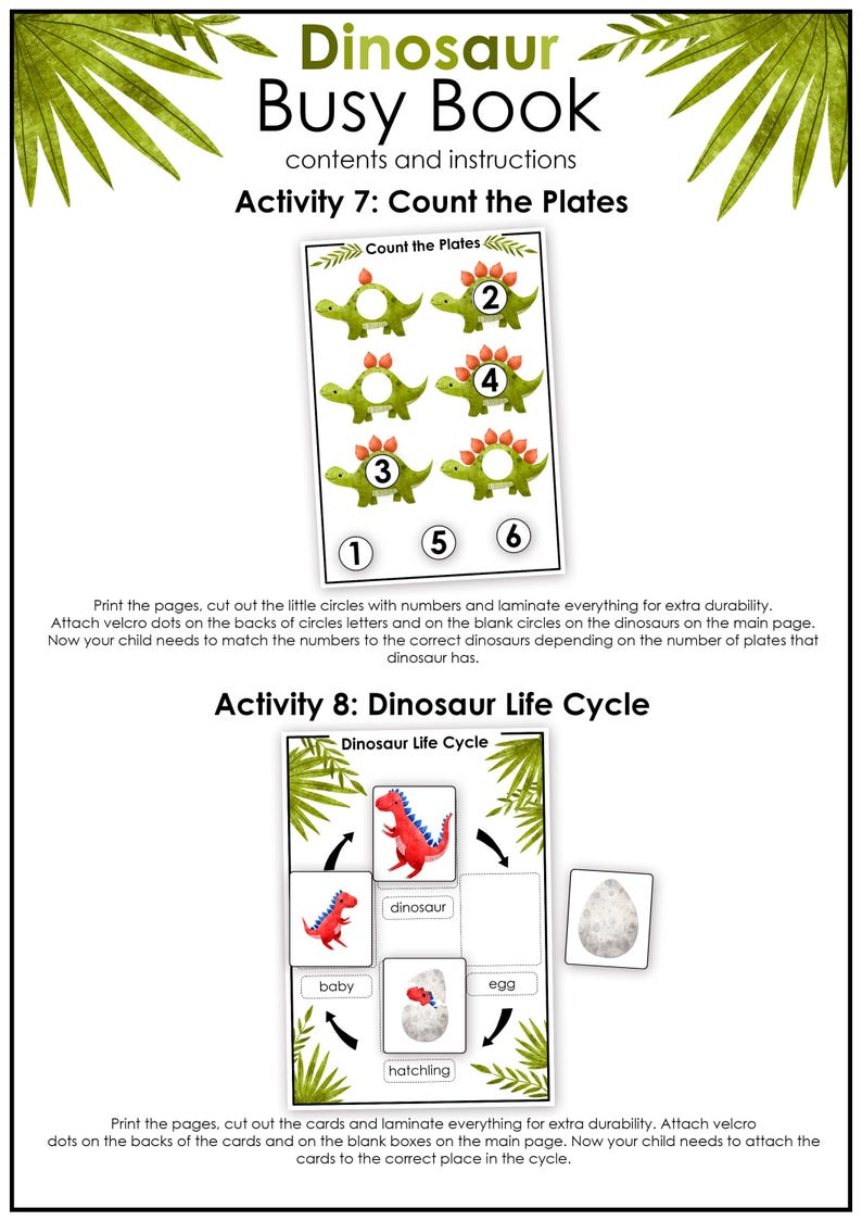 Dinosaur Busy Book | Printable Preschool Activities | Homeschool ...