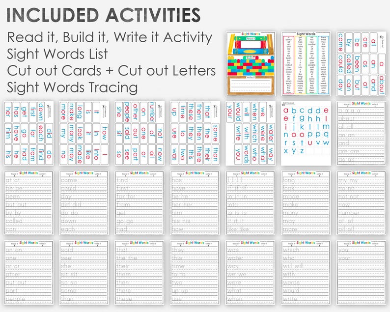 First 100 Sight Words Printable Activity for Kids | Homeschool Learning ...