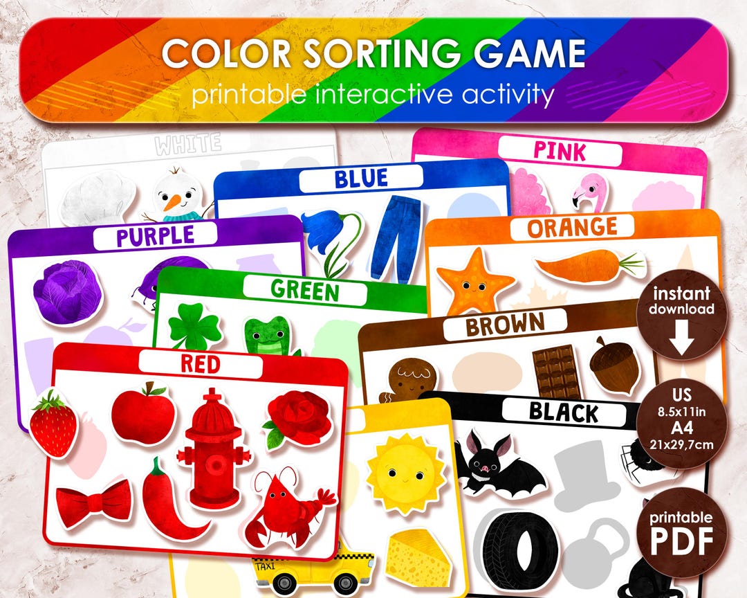 Color Sorting Printable Educational Game | Preschool Homeschool ...