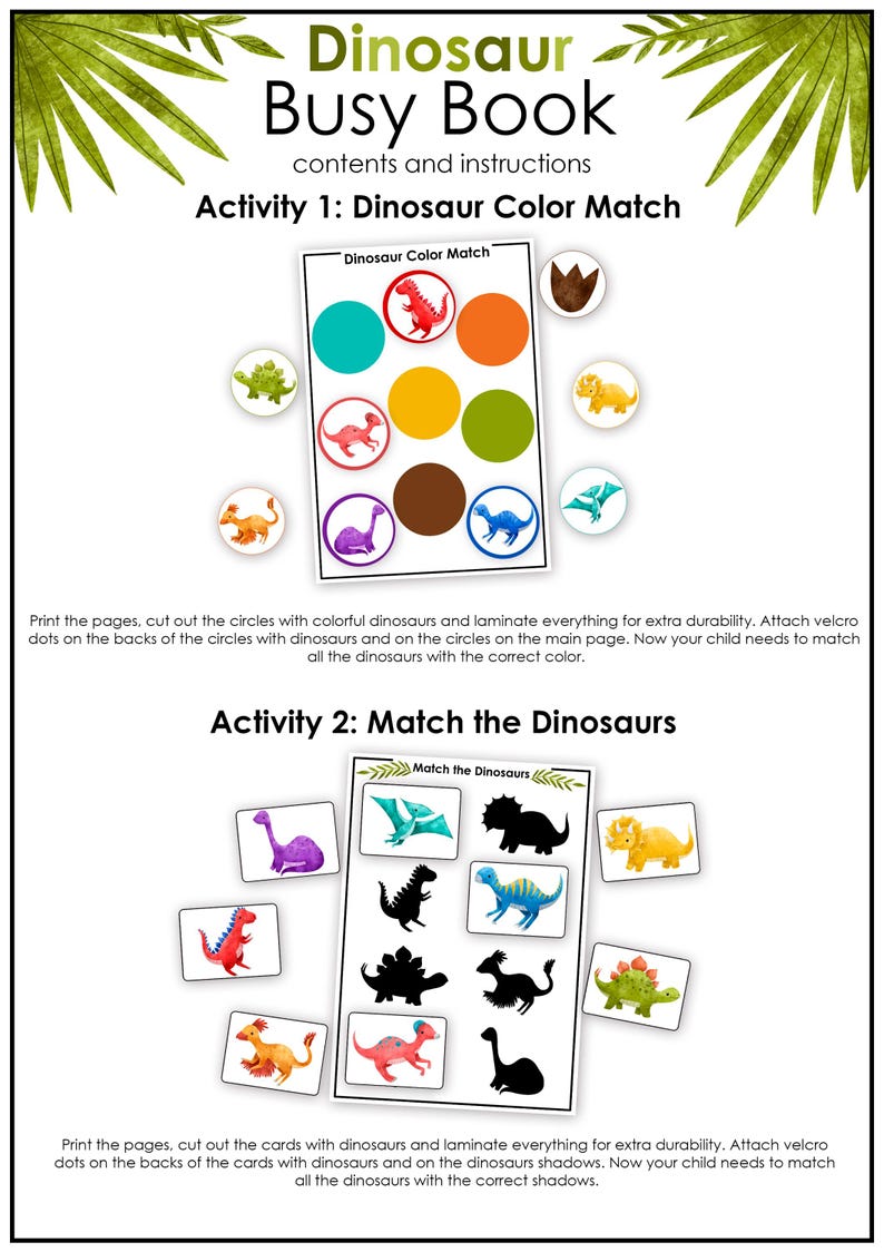 Dinosaur Busy Book | Printable Preschool Activities | Homeschool ...