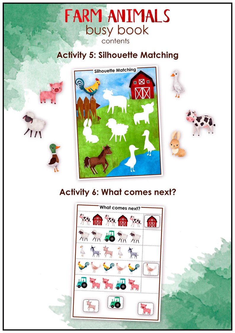 Farm Animals Busy Book | Printable Kindergarten Binder for Toddlers ...