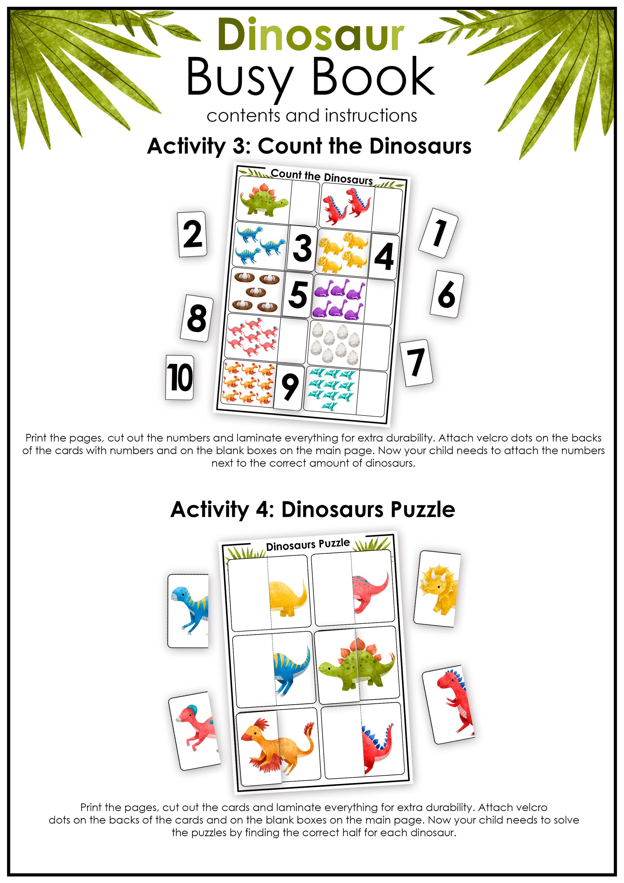 Dinosaur Busy Book | Printable Preschool Activities | Homeschool ...