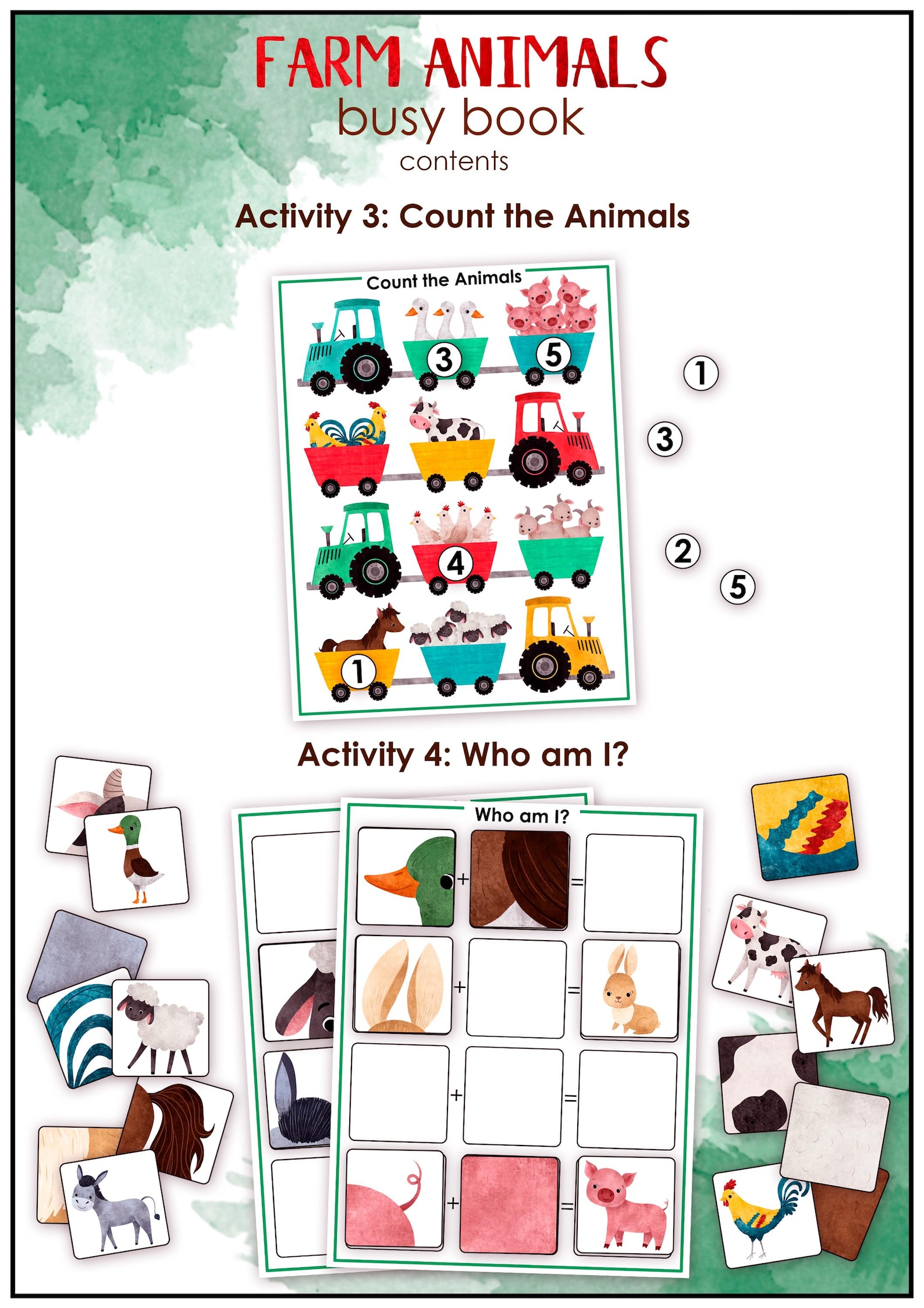 Farm Animals Busy Book | Printable Kindergarten Binder for Toddlers ...