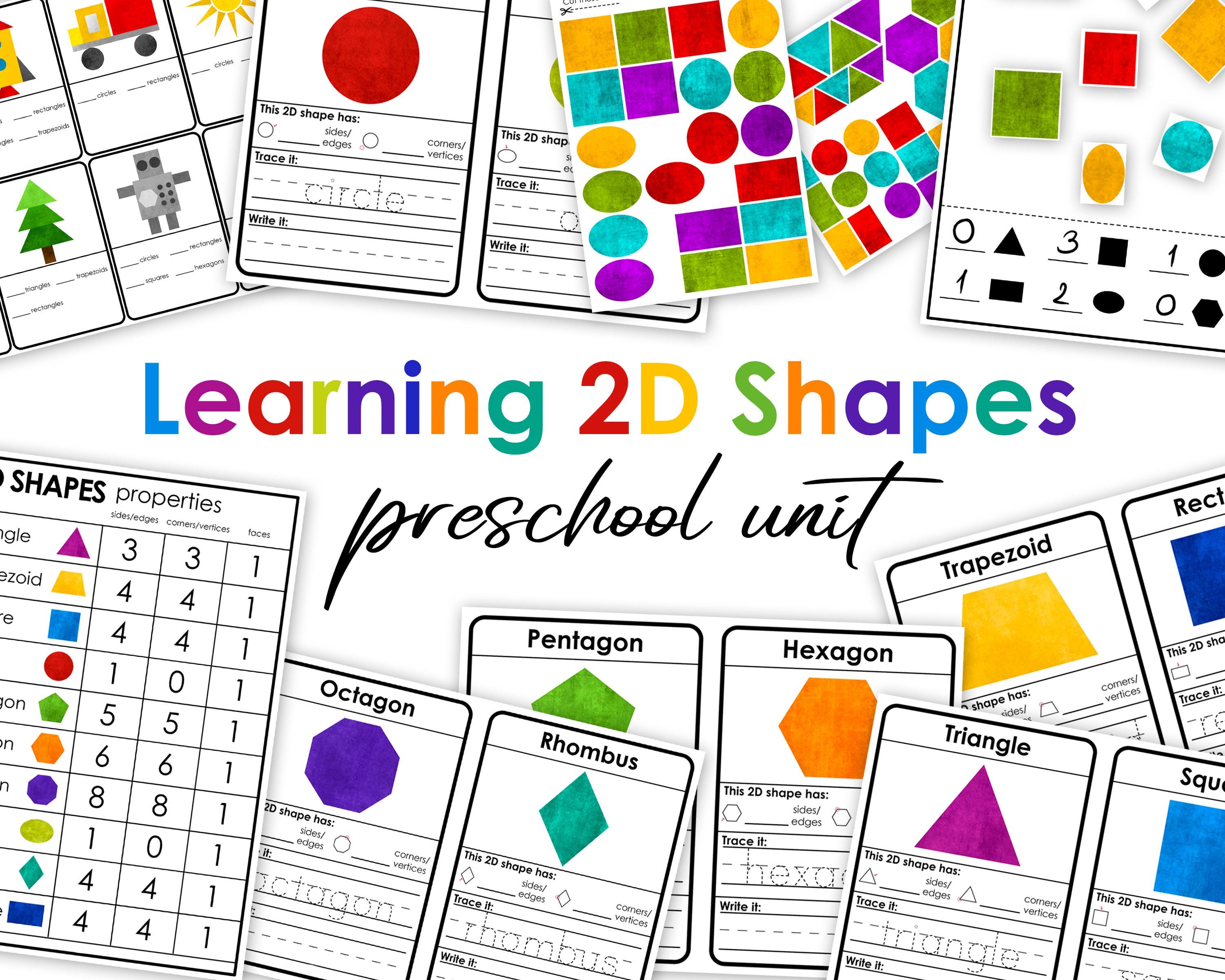 Learning 2D Shapes Pack Preschool Kindergarten Homeschool Learning ...