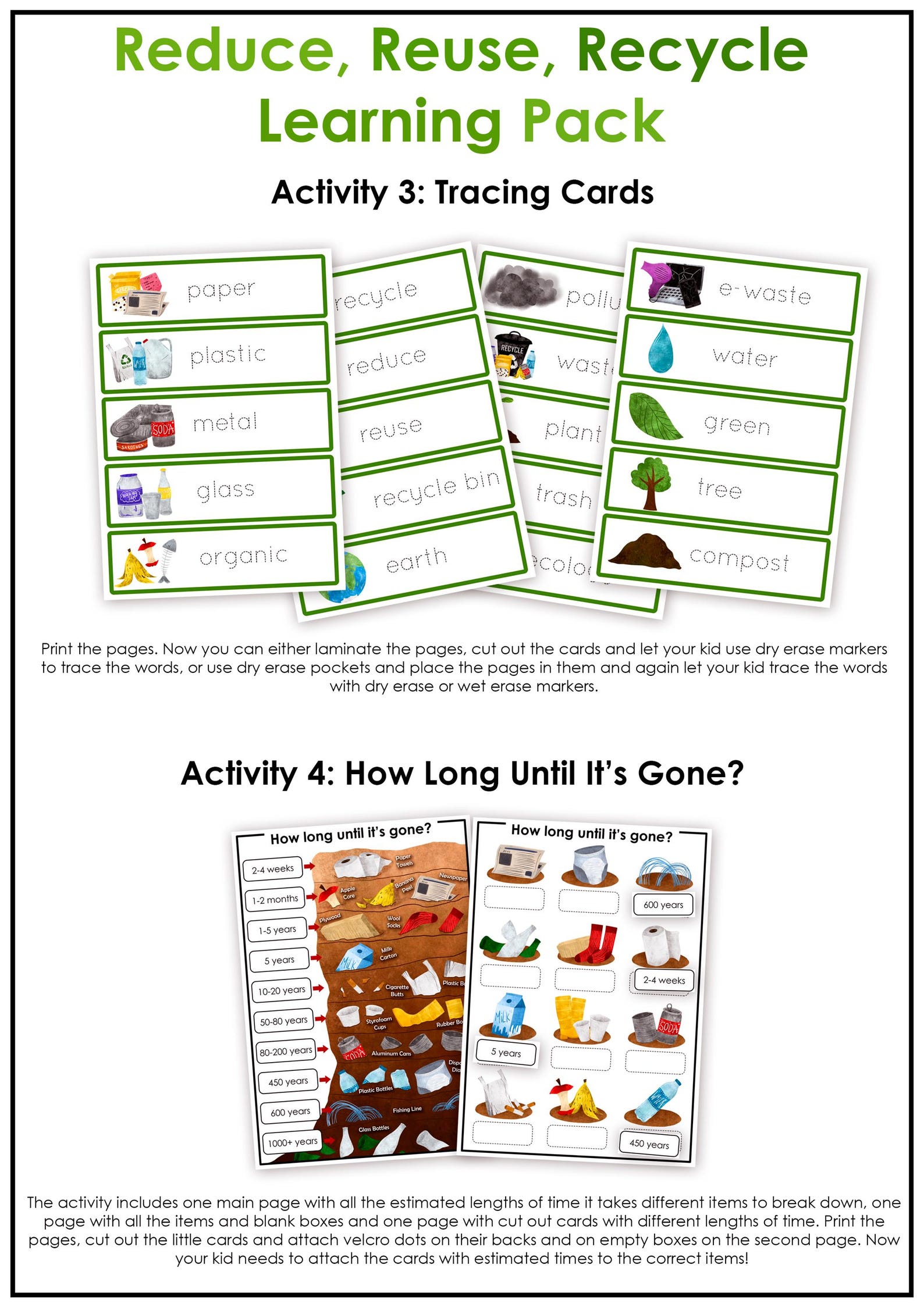 Reduce Reuse Recycle Learning Pack | 3r's Rule | Educational Resources ...