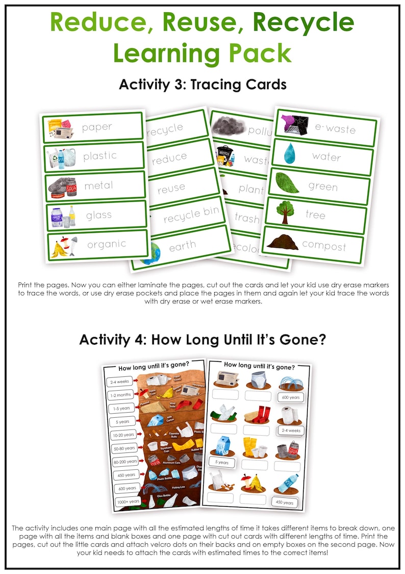 Reduce Reuse Recycle Learning Pack | 3r's Rule | Educational Resources ...