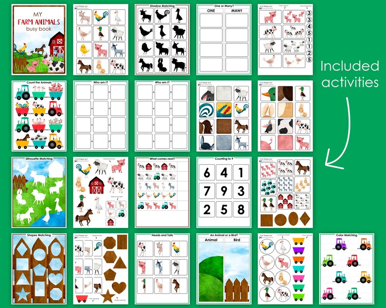 Farm Animals Busy Book | Printable Kindergarten Binder for Toddlers ...