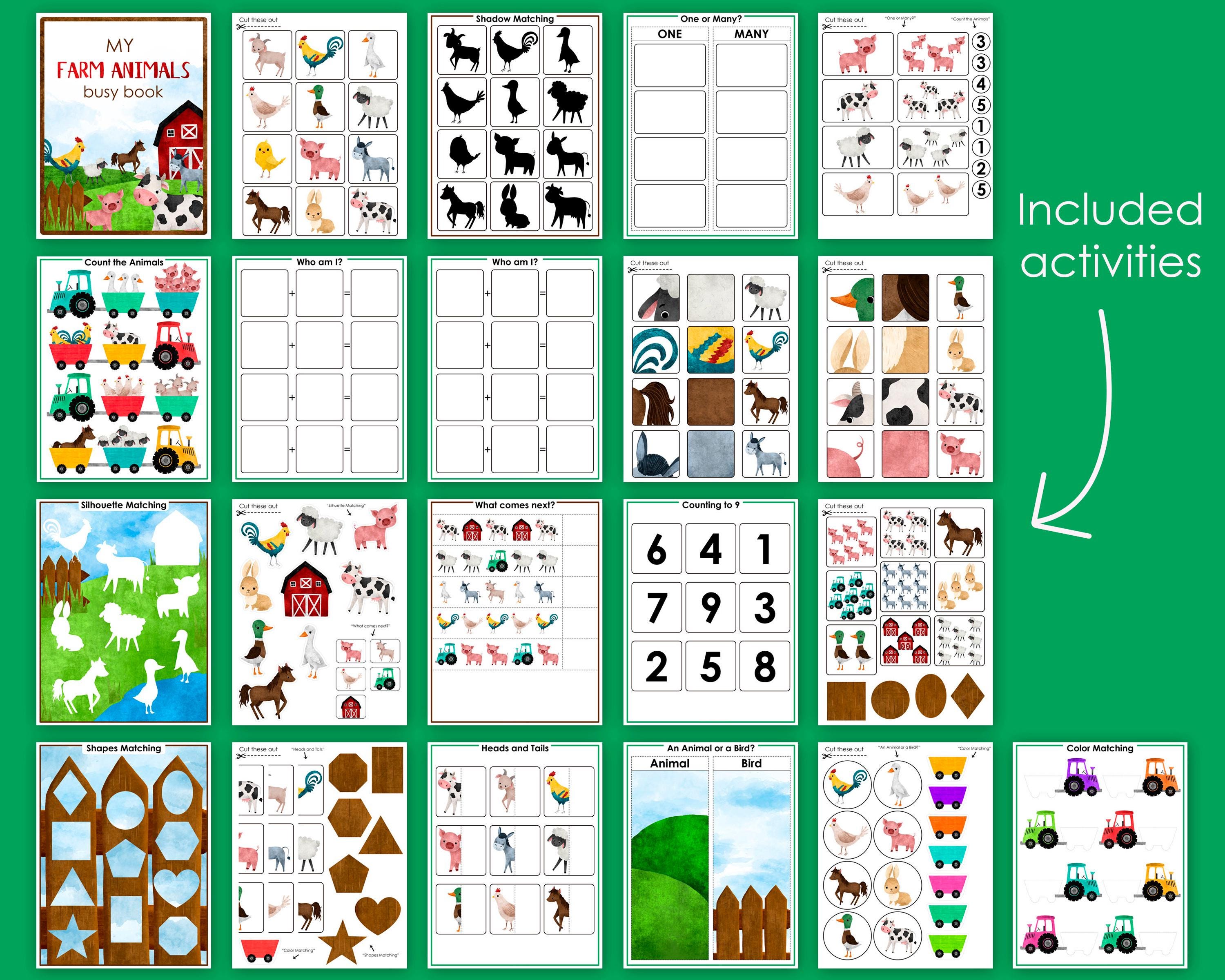 Farm Animals Busy Book | Printable Kindergarten Binder for Toddlers ...
