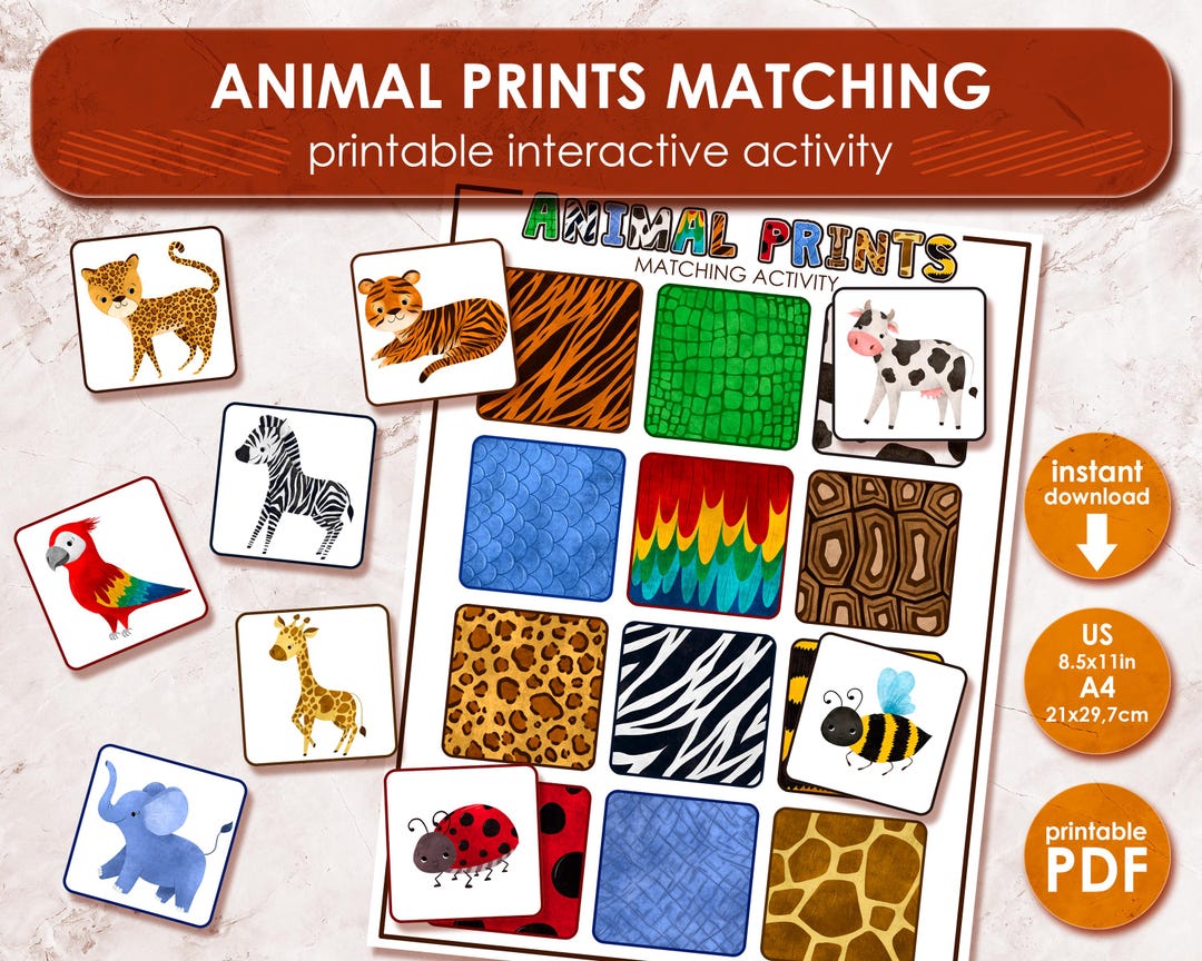 Animal Prints Matching Game | Busy Book Printable | Preschool ...