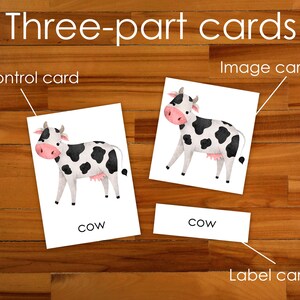 Farm Animals Flashcards | Montessori Nomenclature Cards | Three Part ...