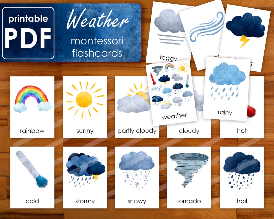 Weather Flashcards | Montessori Nomenclature Cards | Three Part Cards ...