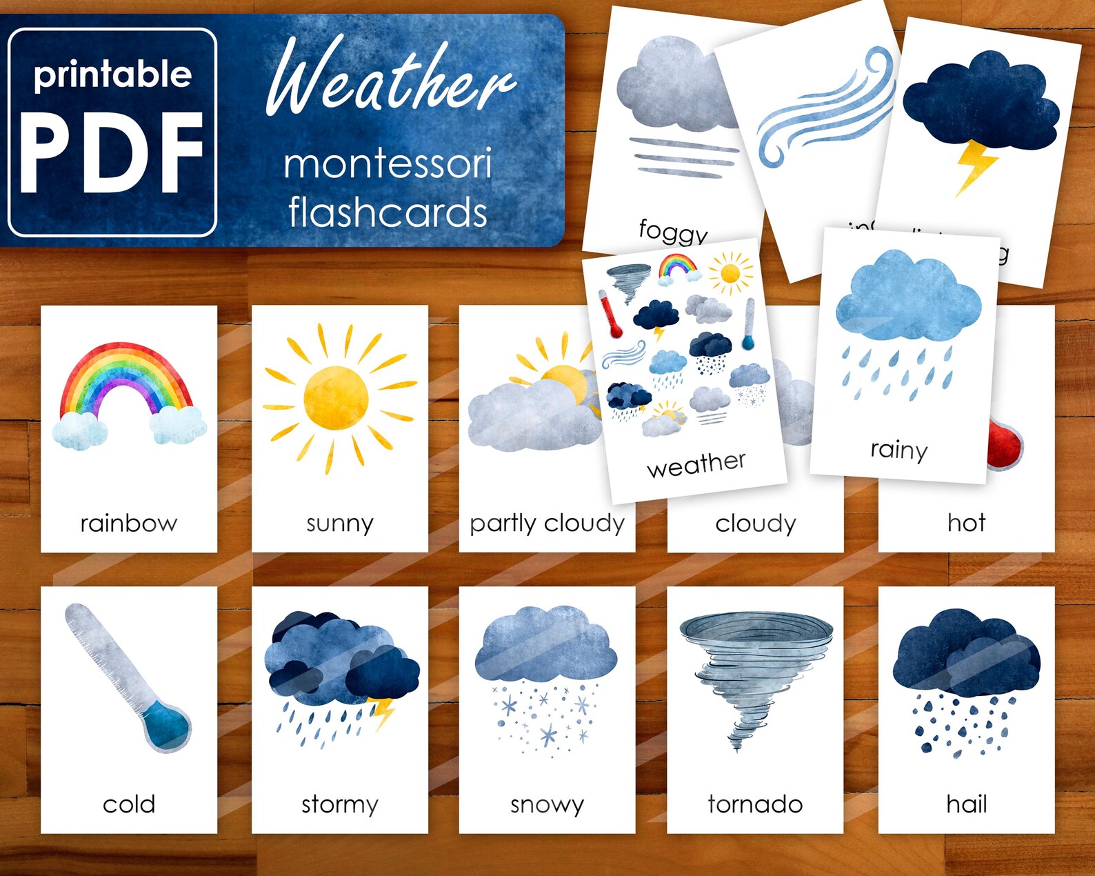 Weather Flashcards | Montessori Nomenclature Cards | Three Part Cards ...