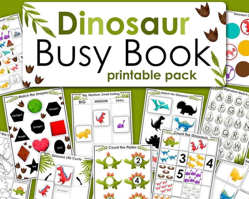 Dinosaur Busy Book | Printable Preschool Activities | Homeschool ...