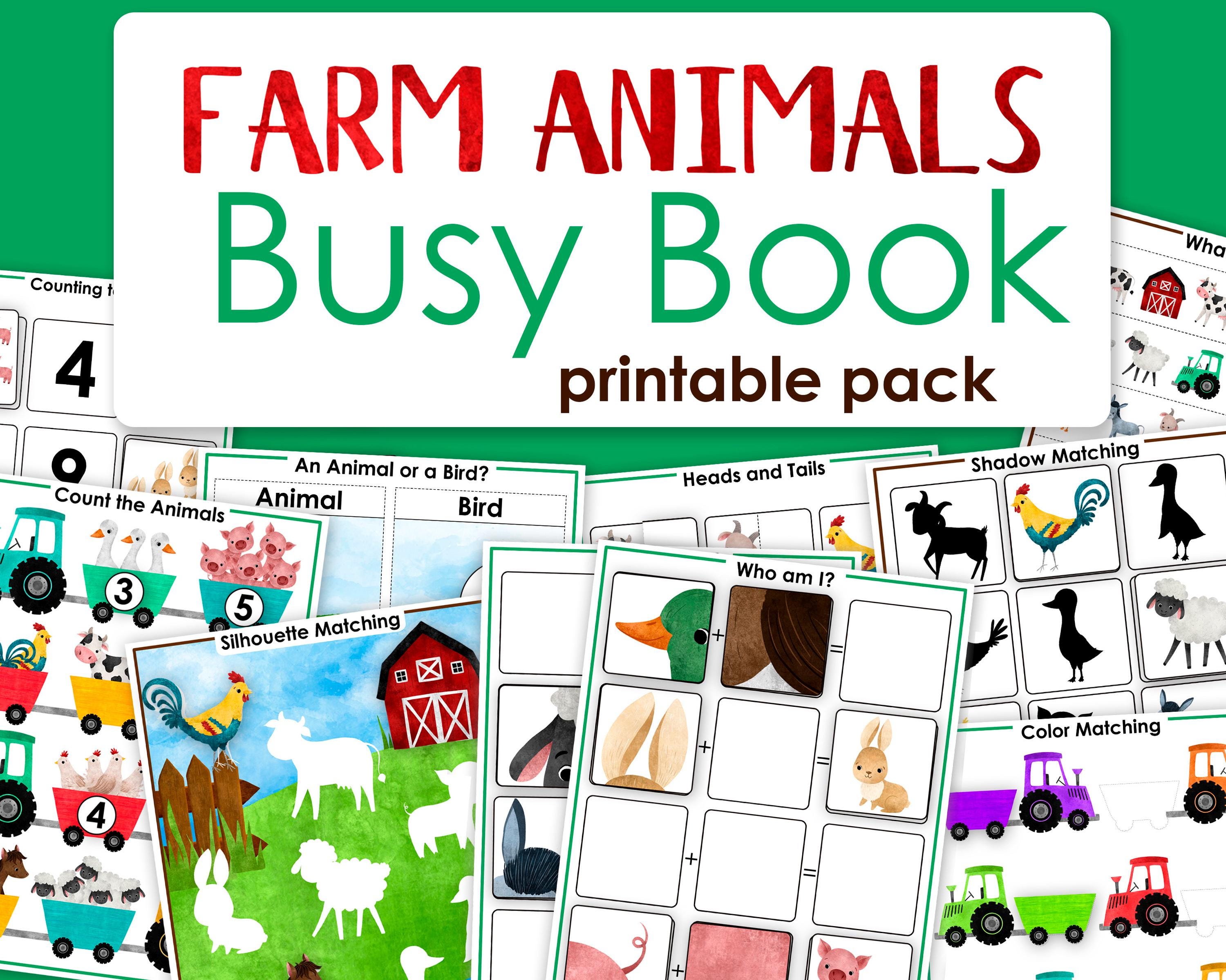 Farm Animals Busy Book | Printable Kindergarten Binder for Toddlers ...