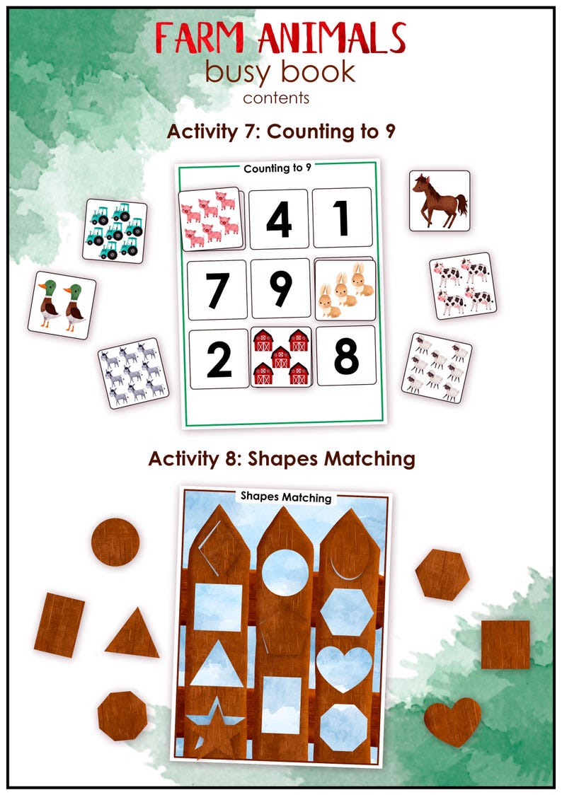 Farm Animals Busy Book | Printable Kindergarten Binder for Toddlers ...