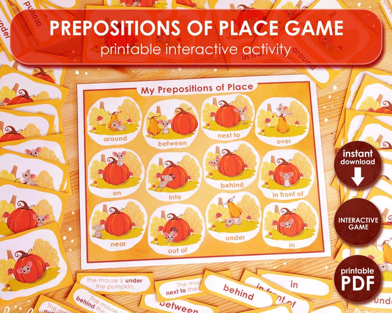 Fall Prepositions of Place Printable Activity Autumn English Language ...