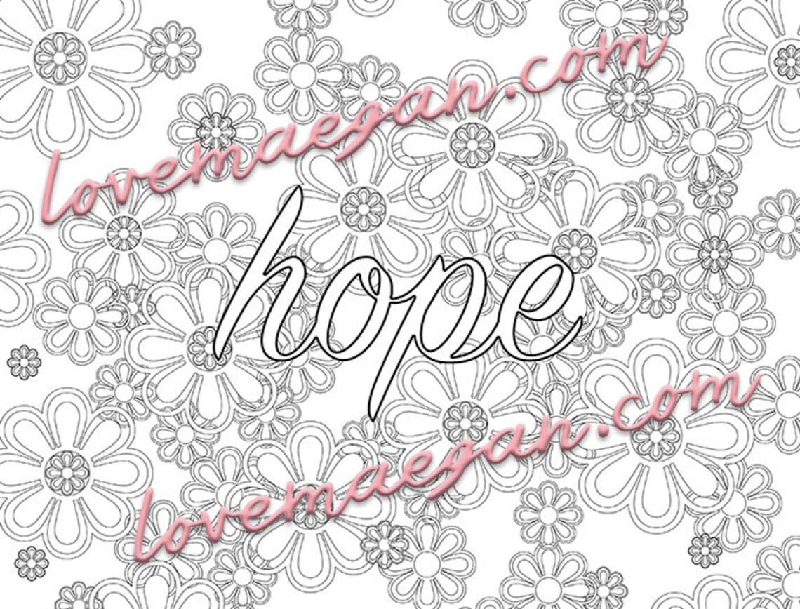 HOPE is Blooming Coloring Page Instant Digital Download - Etsy