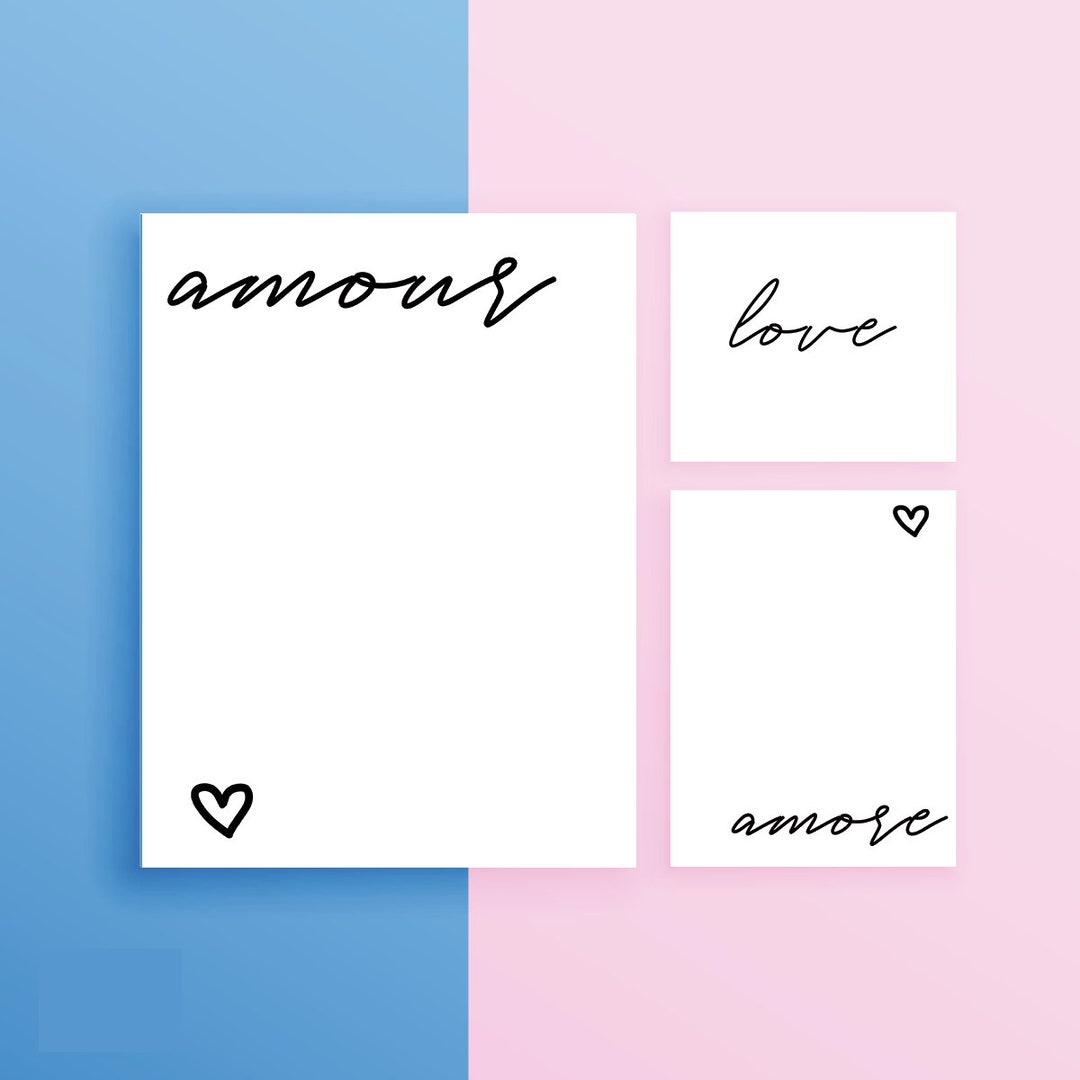 Set of 3 Printable Posters - "amour, Love, Amore" - Etsy