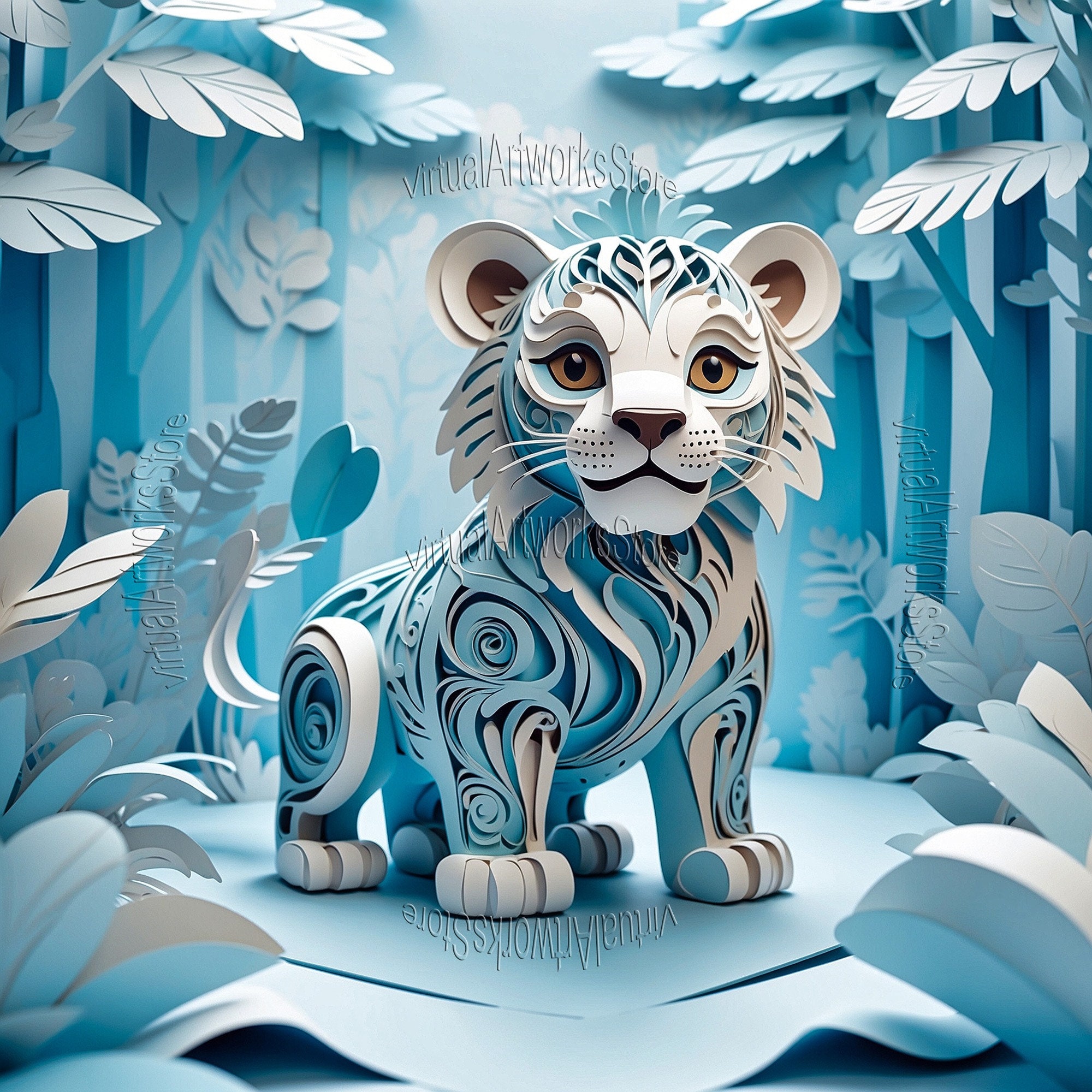 3D Paper Cut Baby Animals Nursery Print, Woodland Animal Wall Art ...