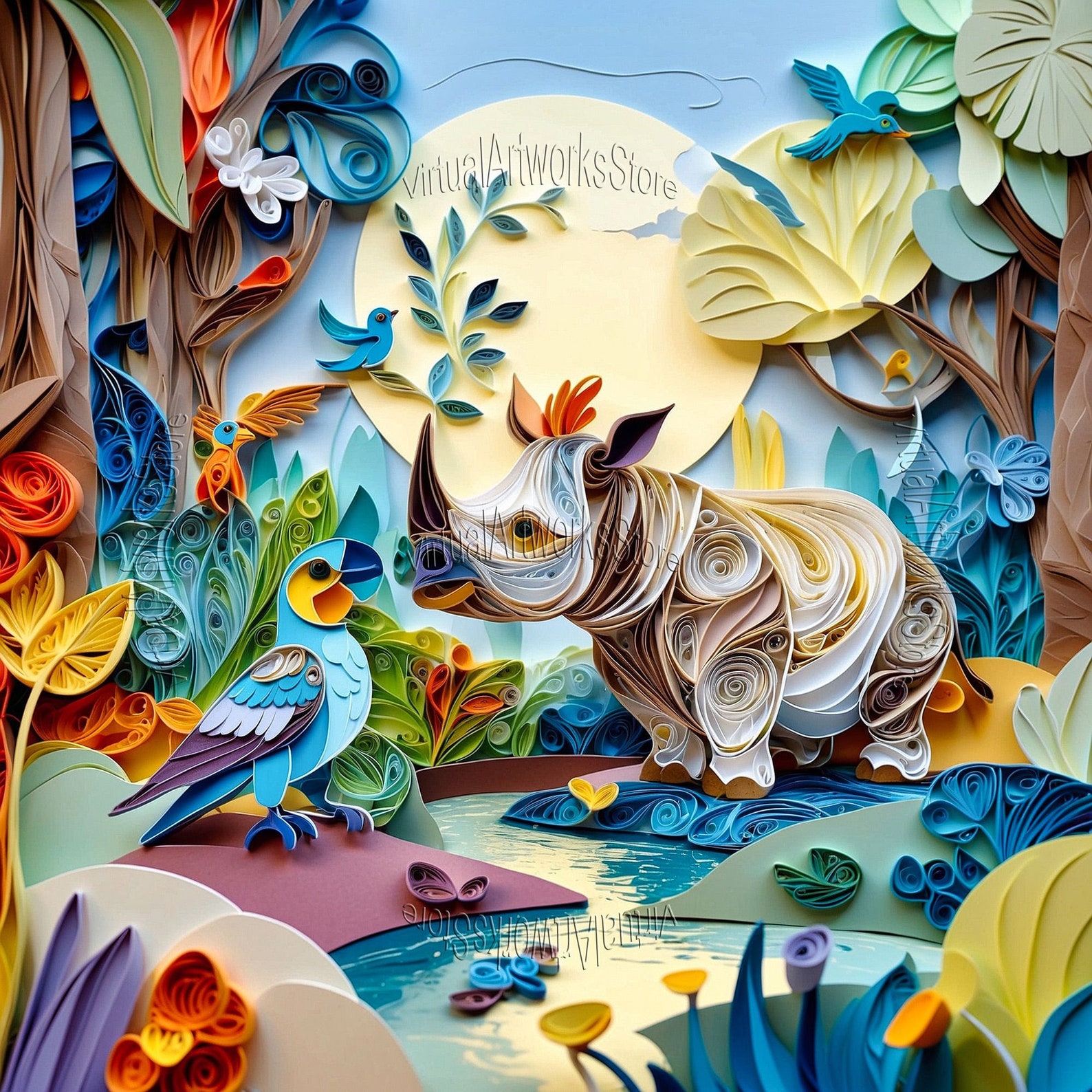 Paper Cut Safari Animals, Quilling Art Printable Kids Decor, Paper Cut ...