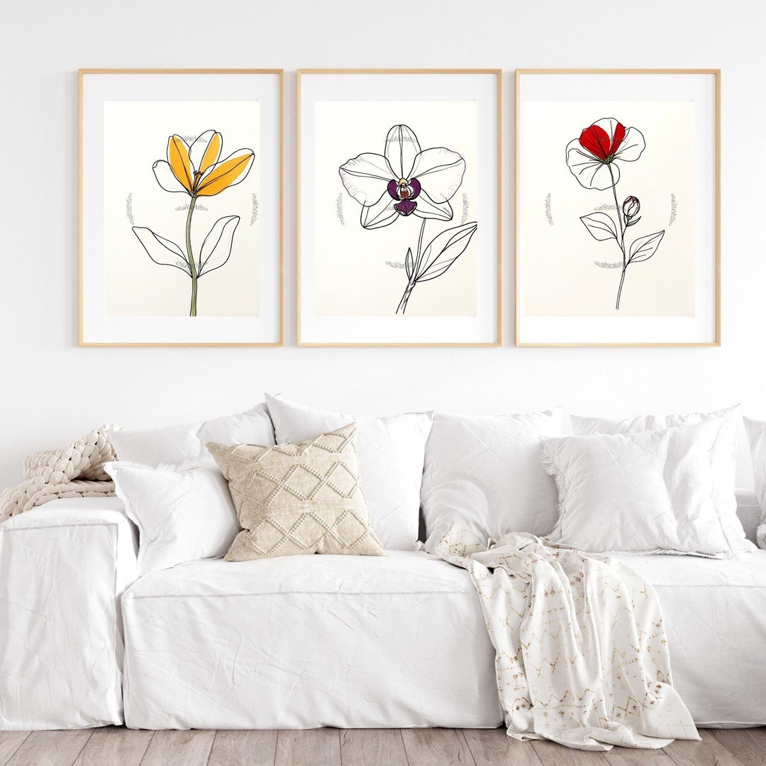 Abstract Line Art Prints/line Drawing Flowers/printable Poster Flower ...