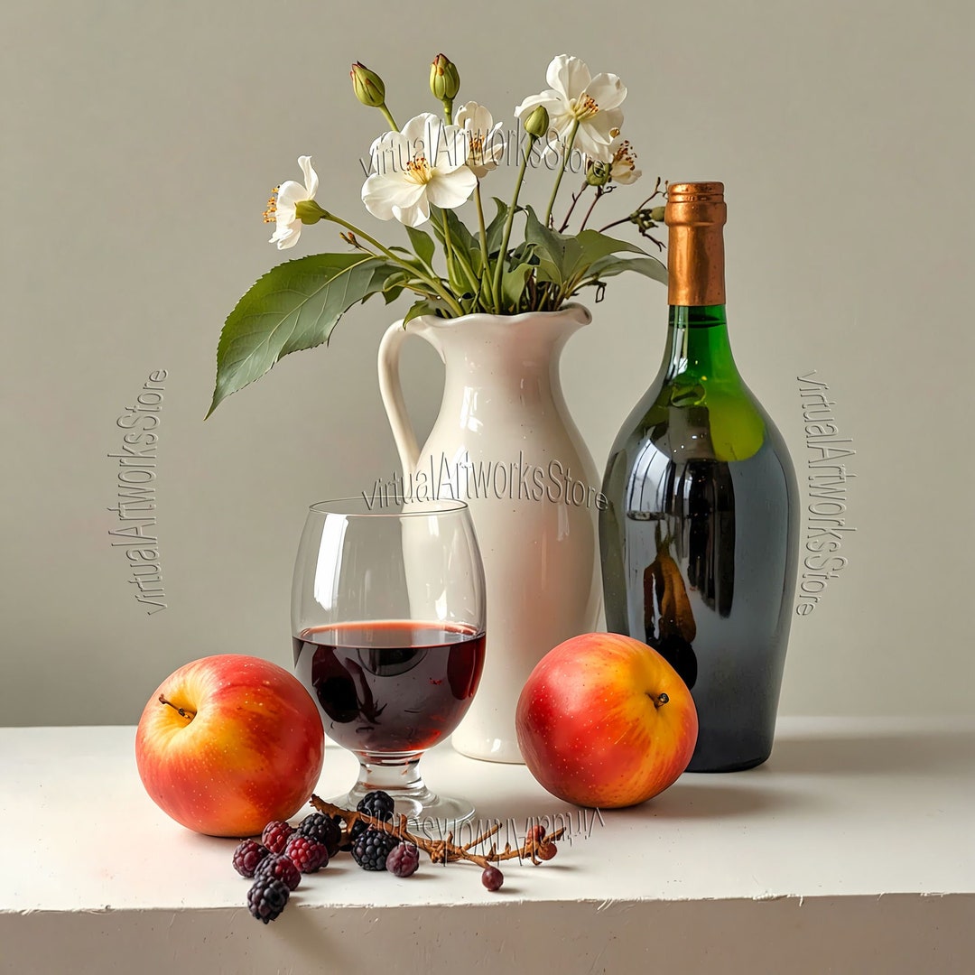 Botanical Still Life Painting, Wine Art Print (digital Download) - Etsy