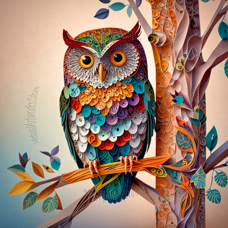 Cute Owl Clipart Paper Cut Art Quilling Colorful Owls Artwork Owl ...