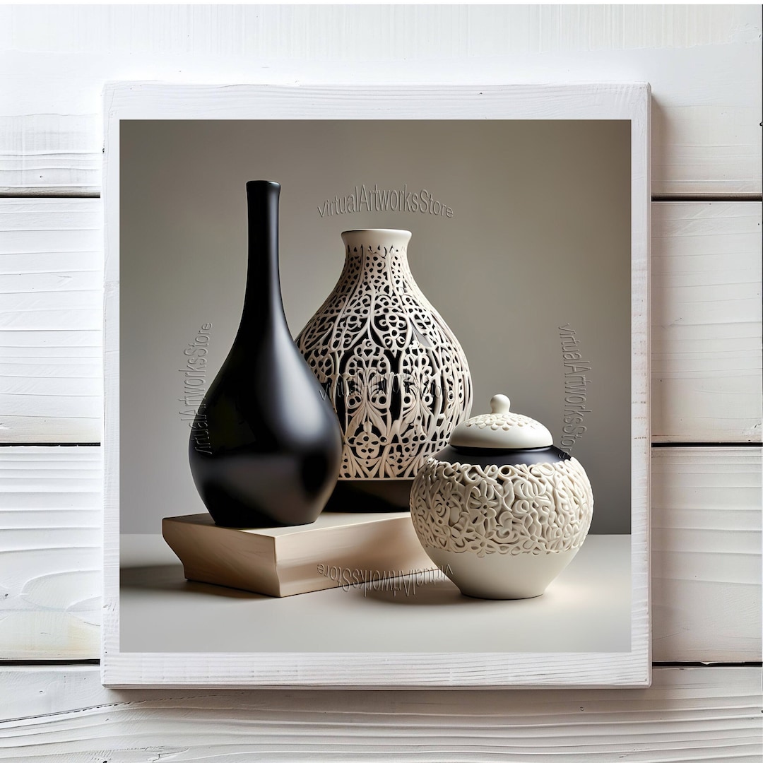 Modern Pottery Still Life Art Print, Ceramic Vases (digital Download ...