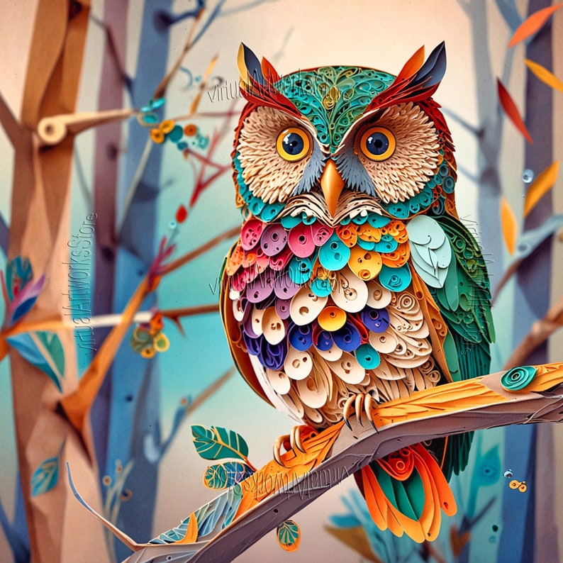 Cute Owl Clipart Paper Cut Art Quilling Colorful Owls Artwork Owl ...