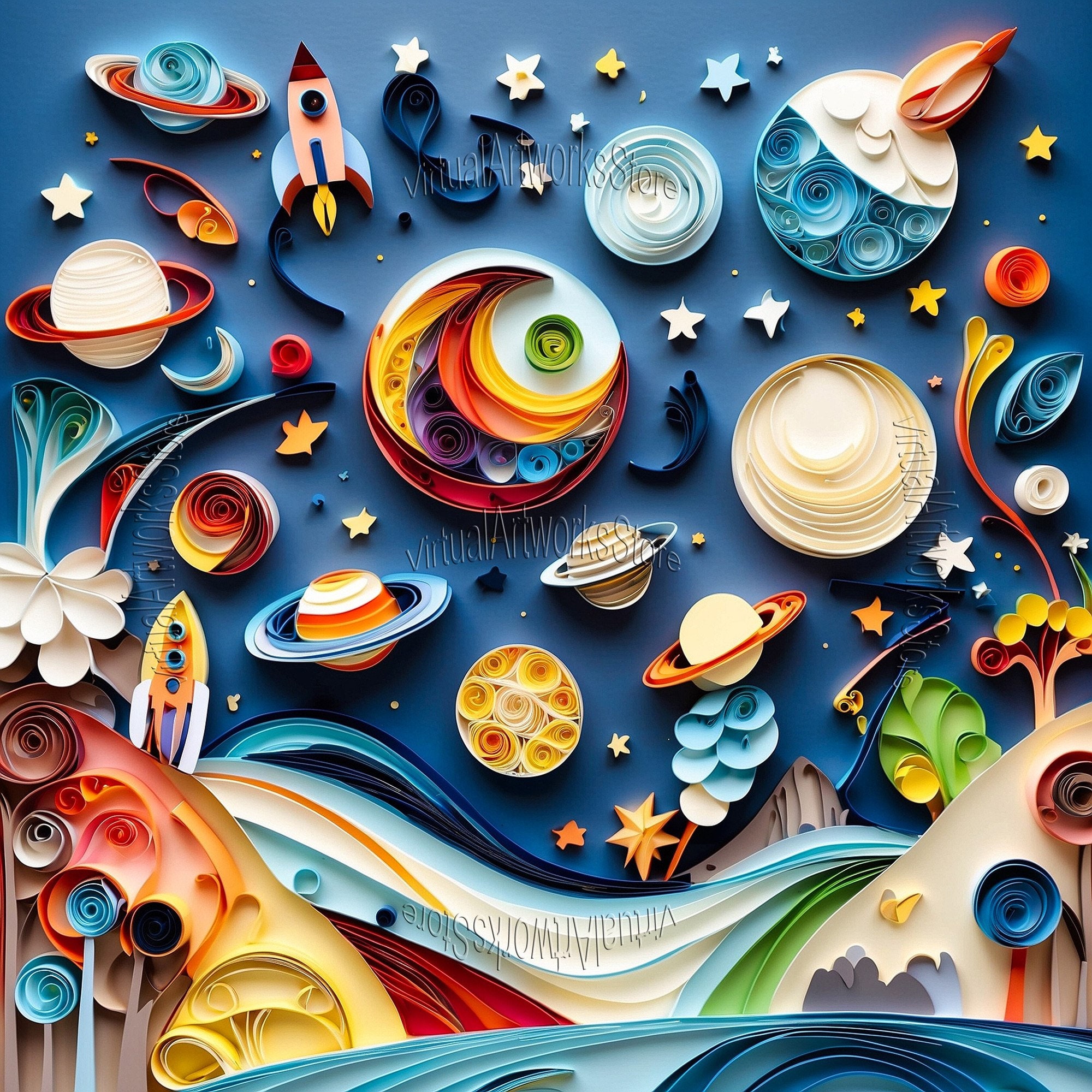 Solar Decoration Space Theme Printable Paper Cut Art Solar System ...