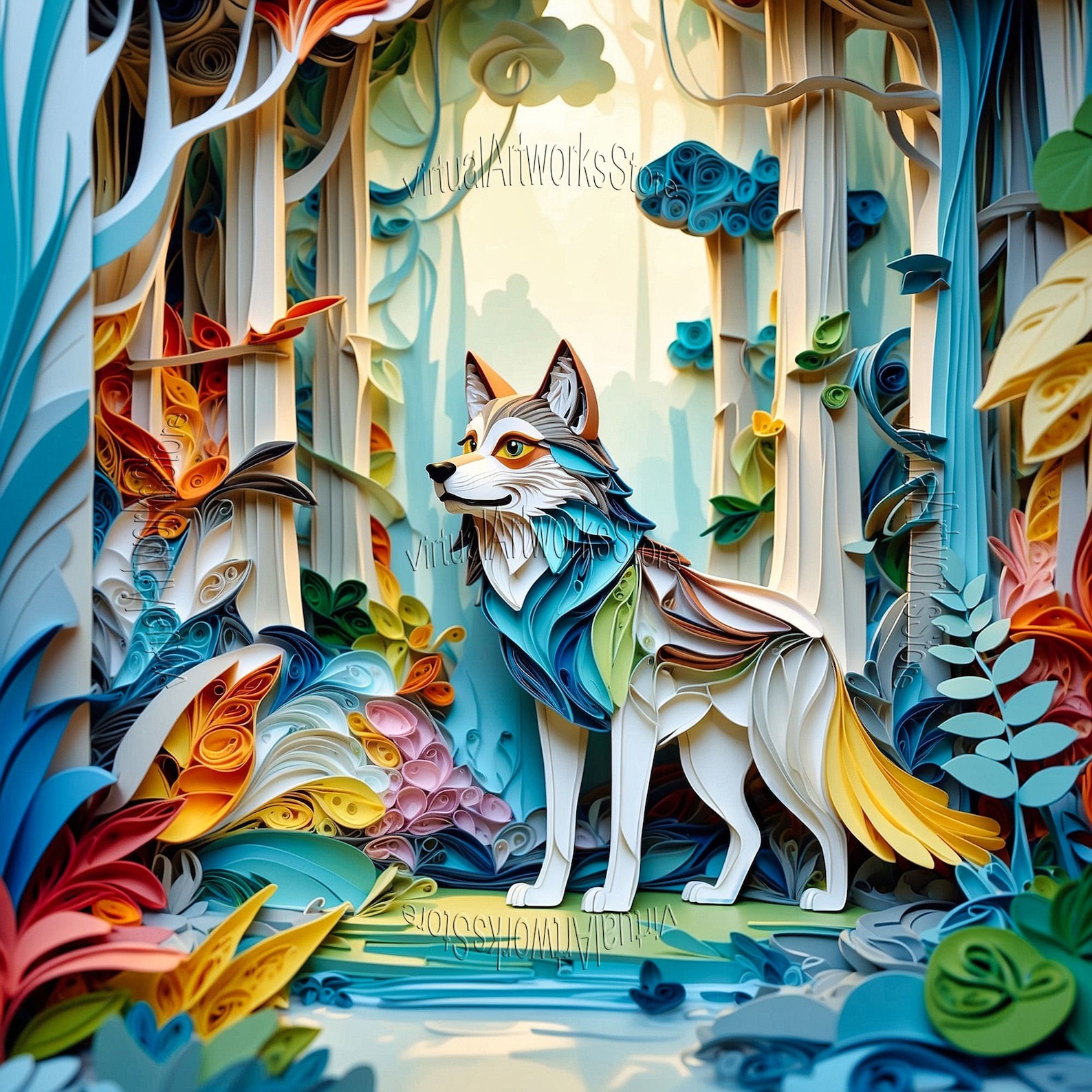 Paper Cut Safari Animals, Quilling Art Printable Kids Decor, Paper Cut ...