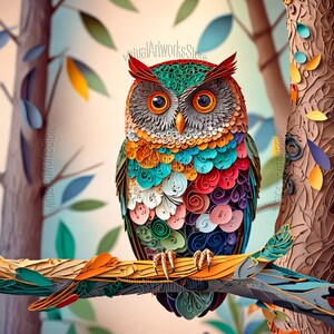 Cute Owl Clipart Paper Cut Art Quilling Colorful Owls Artwork Owl ...