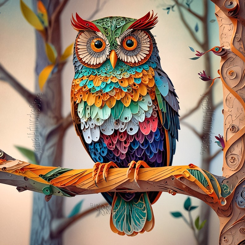 Cute Owl Clipart Paper Cut Art Quilling Colorful Owls Artwork Owl ...