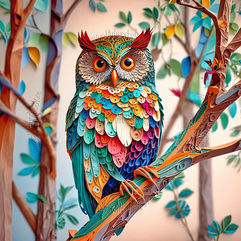 Cute Owl Clipart Paper Cut Art Quilling Colorful Owls Artwork Owl ...