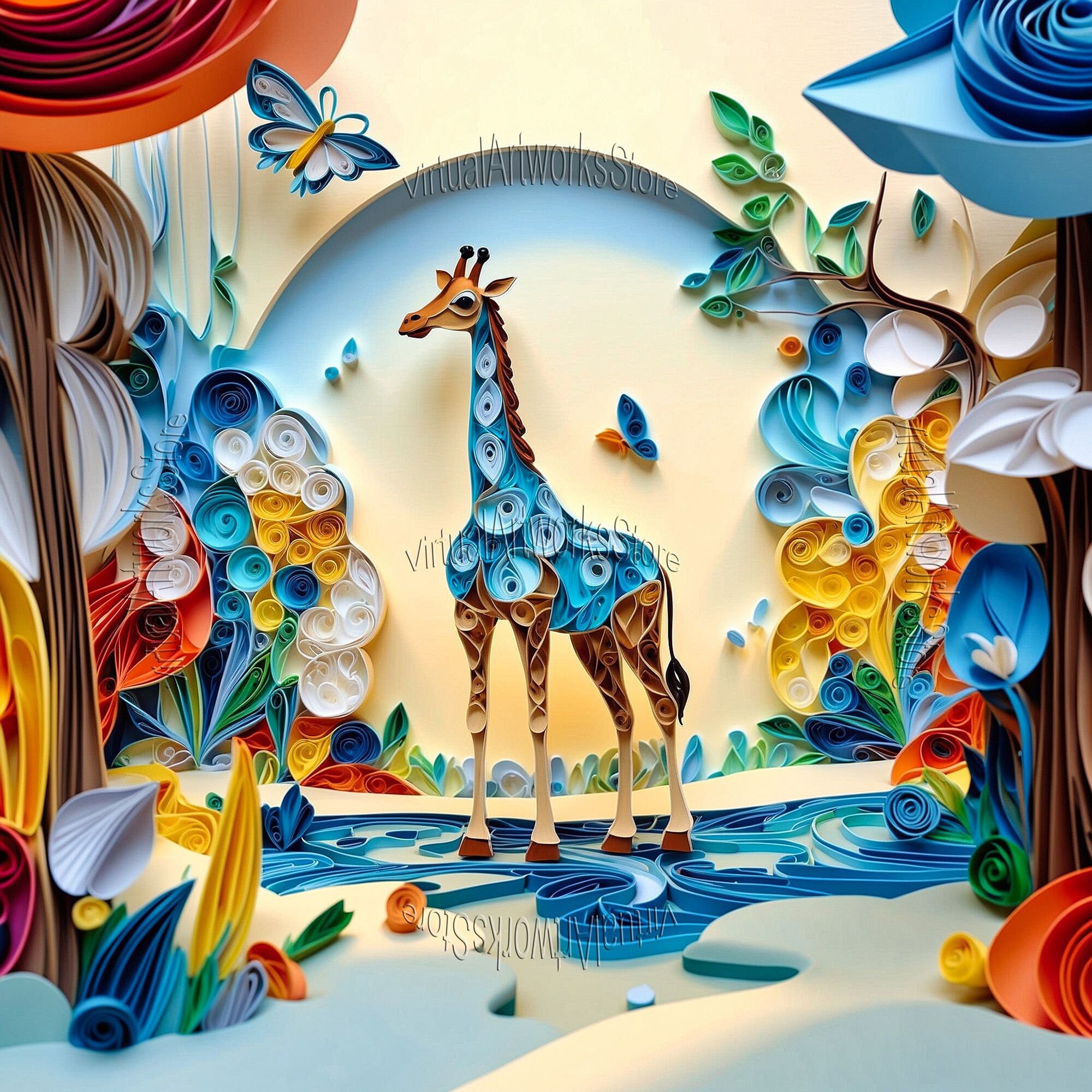 Paper Cut Safari Animals, Quilling Art Printable Kids Decor, Paper Cut ...