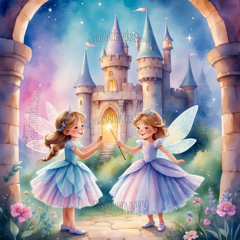 Fairytale Illustration Clipart, Princess in the Enchanted Castle ...