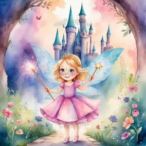 Fairytale Illustration Clipart, Princess in the Enchanted Castle ...