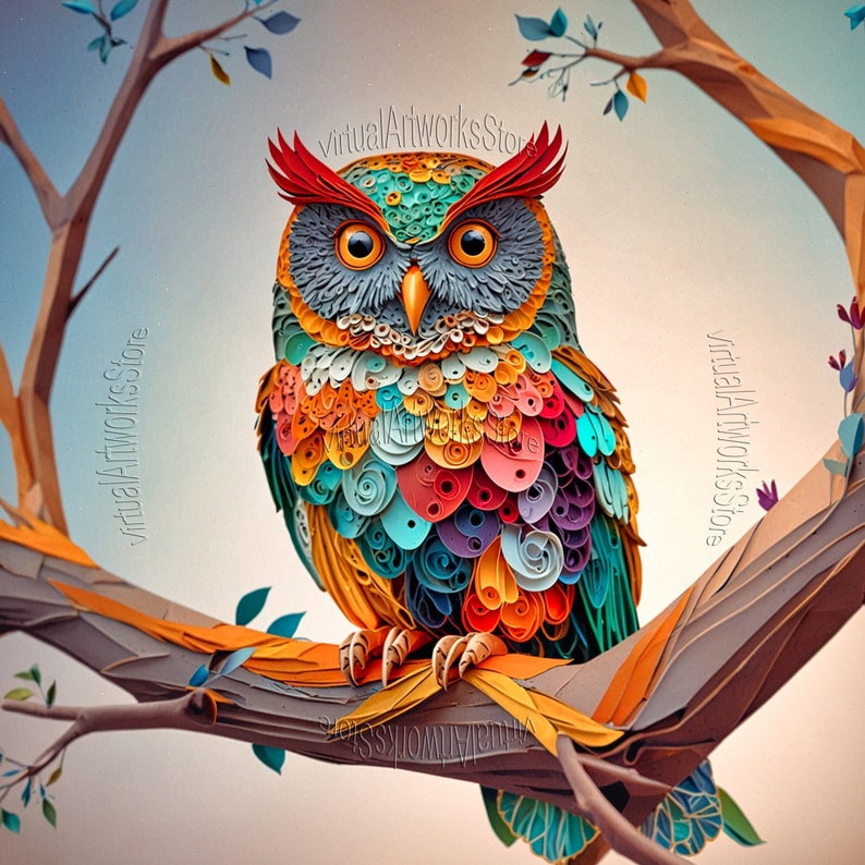 Cute Owl Clipart Paper Cut Art Quilling Colorful Owls Artwork Owl ...