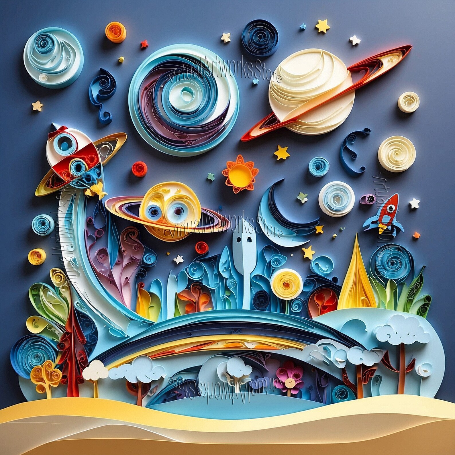 Solar Decoration Space Theme Printable Paper Cut Art Solar System ...