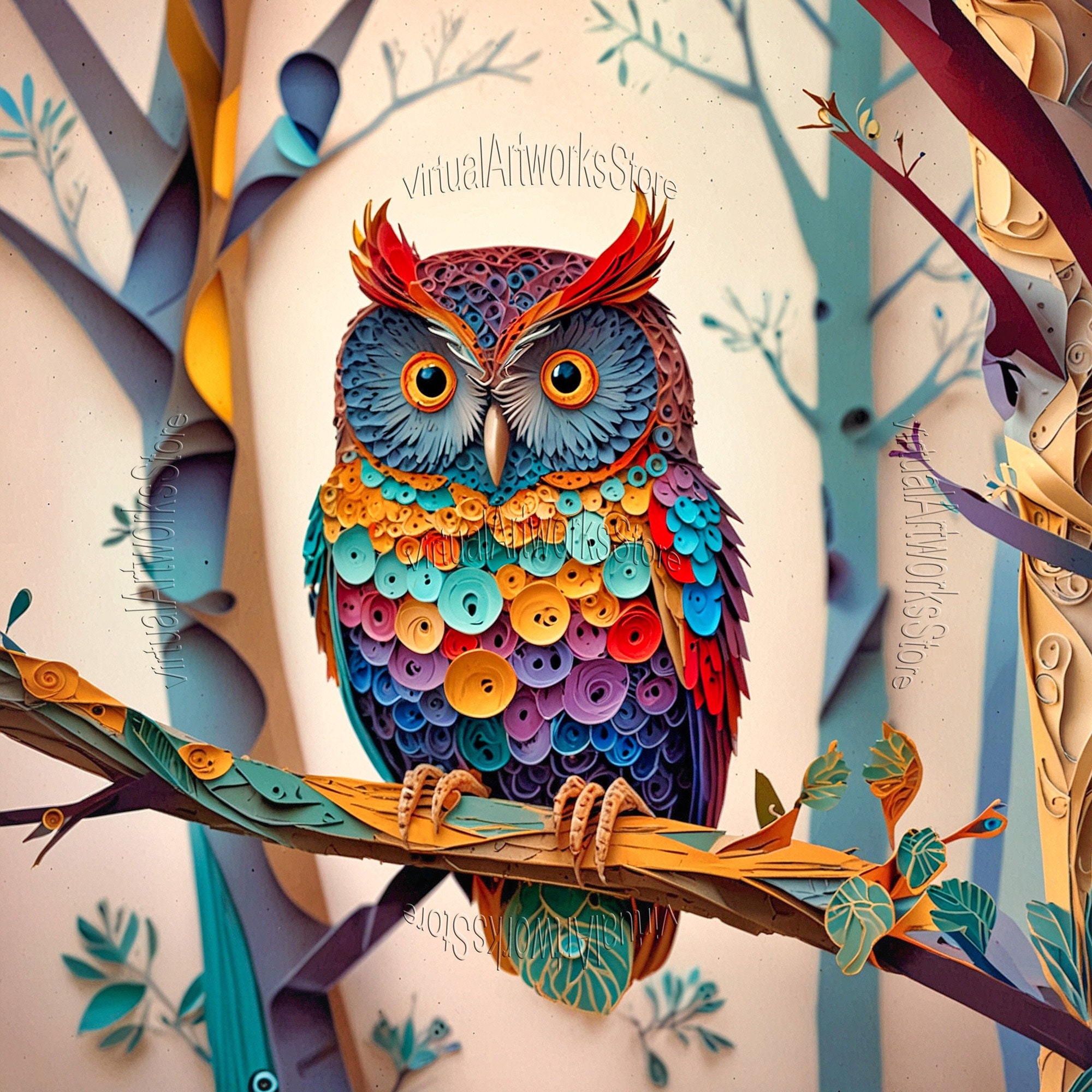 Cute Owl Clipart Paper Cut Art Quilling Colorful Owls Artwork Owl ...