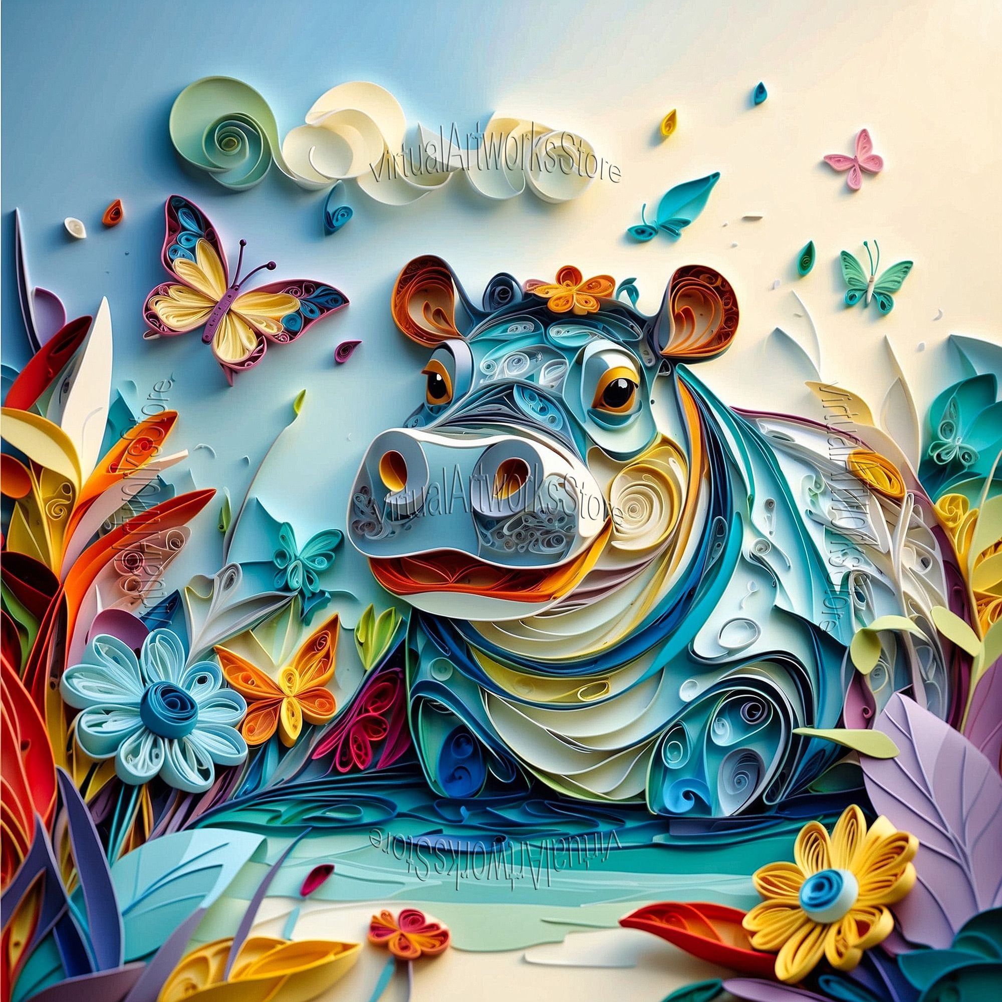 Paper Cut Safari Animals, Quilling Art Printable Kids Decor, Paper Cut ...