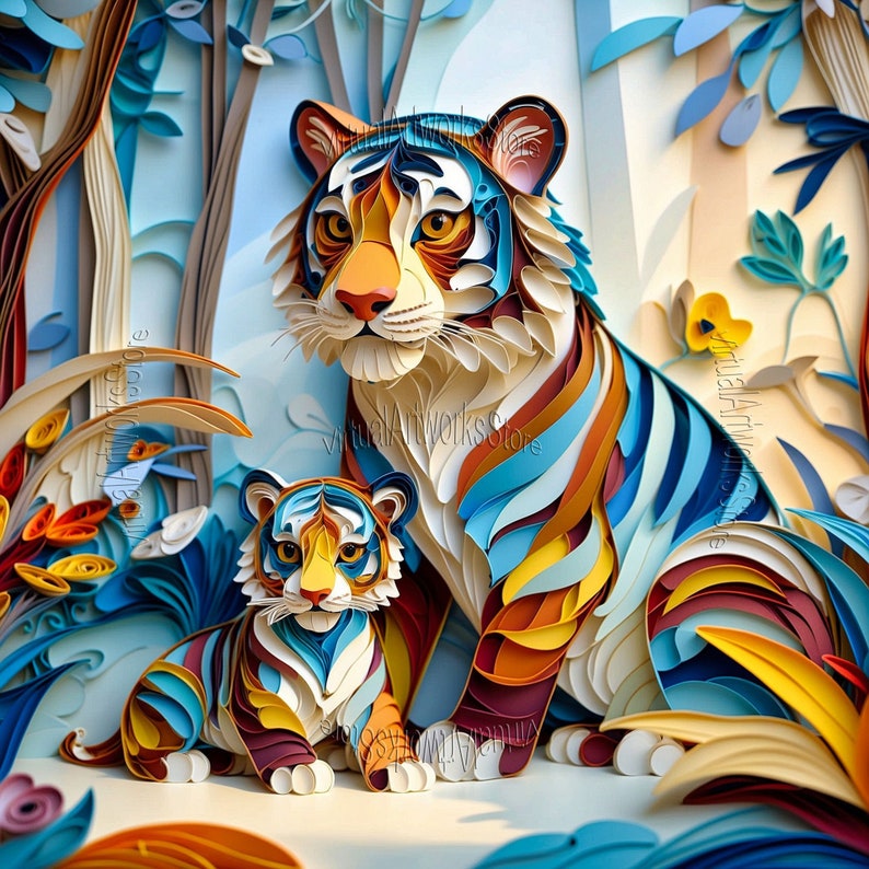 Paper Cut Safari Animals, Quilling Art Printable Kids Decor, Paper Cut ...