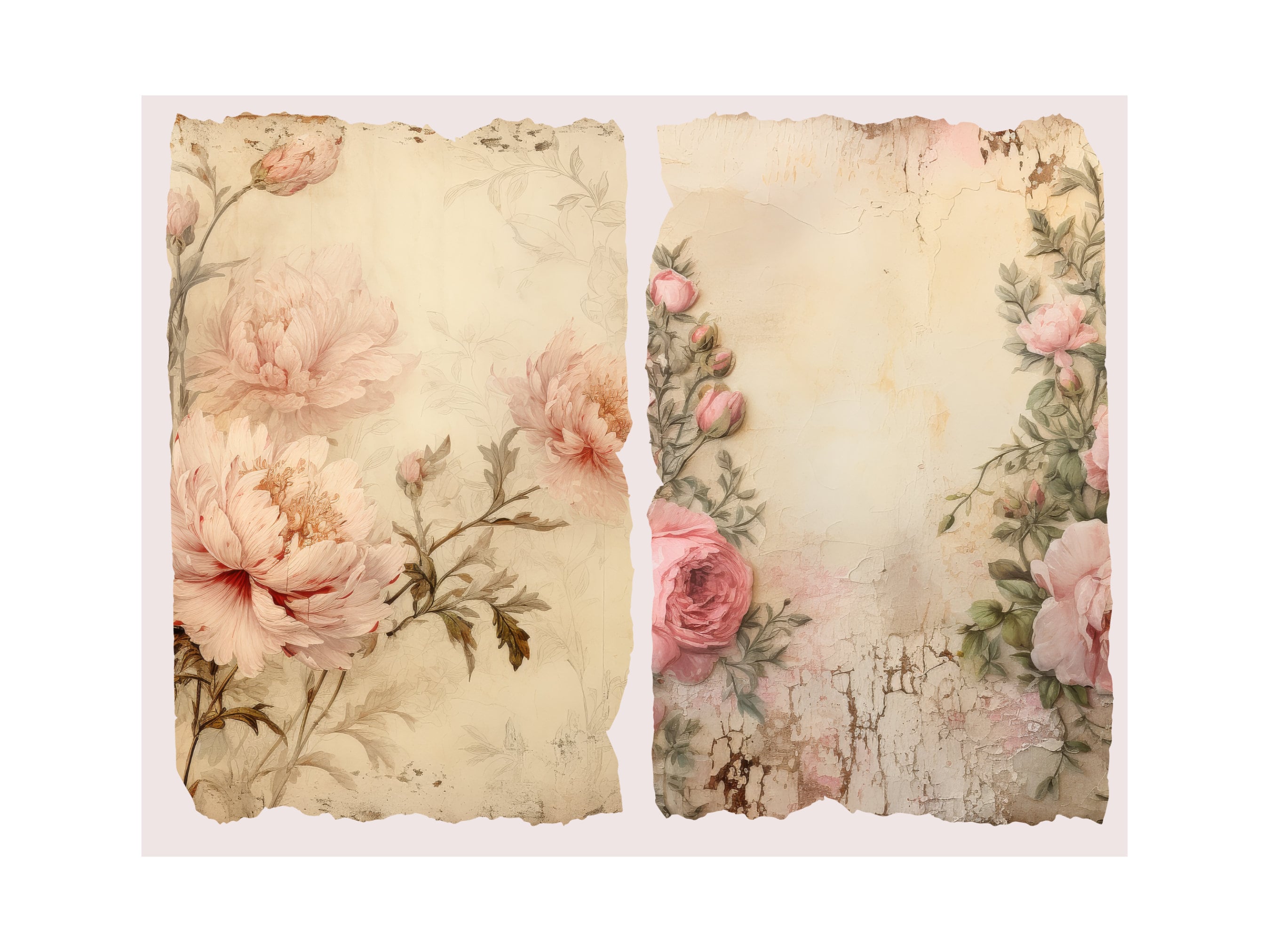 Shabby Chic Floral Junk Journal Kit Vintage Style Flowers Journal Page ...