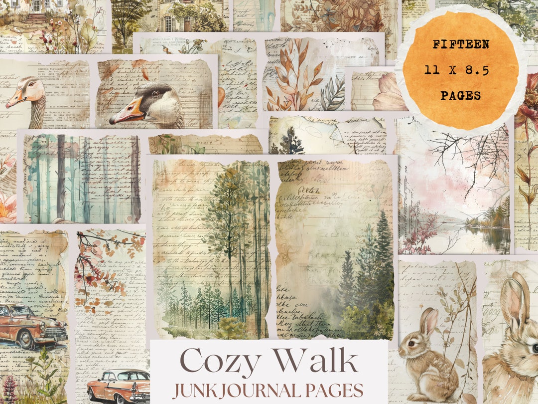 Cozy Rustic Junk Journal Kit Rustic Pages Collage Junk Journal Page ...