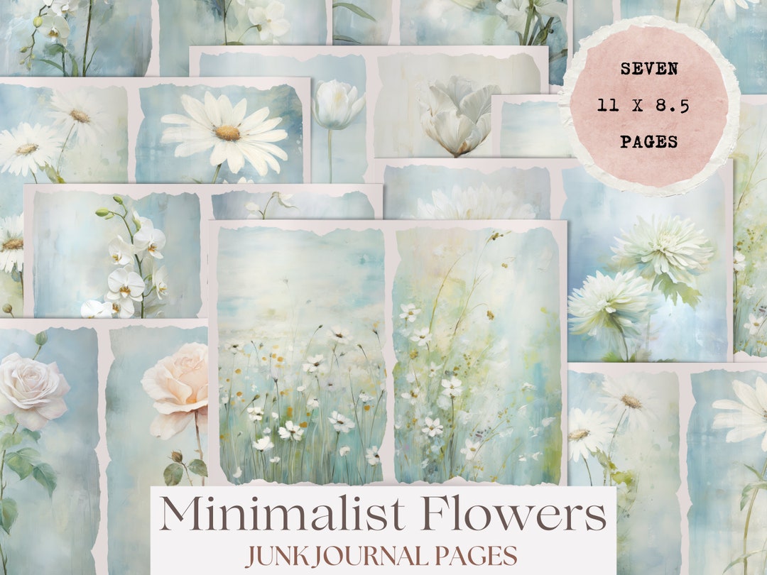 Floral Junk Journal Kit Vintage Style Pretty Flowers Journal Page ...