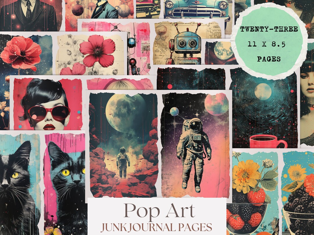 Pop Art Junk Journal Kit Vintage Style Journal Page Contemporary ...